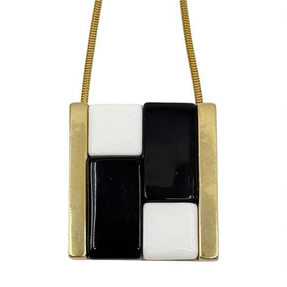 Jewelry | Vintage Gold Tone Lucite Blocks Pendant Necklace Gm316 | Poshmark